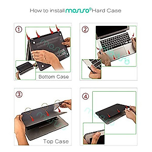 MOSISO Compatible with MacBook Air 13 inch Case (A1369 & A1466, Older Version 2010-2017 Release), Plastic Peony Hard Shell Case & Keyboard Cover & Screen Protector, Black