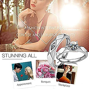 Sunamy Fashion Couple Rings for Him and Her Set,Adjustable S925 Silver CZ, Matching Promise Ring Engagement Ring Wedding Ring Anniversary Ring