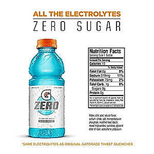 Gatorade Zero Sugar Thirst Quencher, Glacier Freeze, 20 Fl Oz (Pack of 12)
