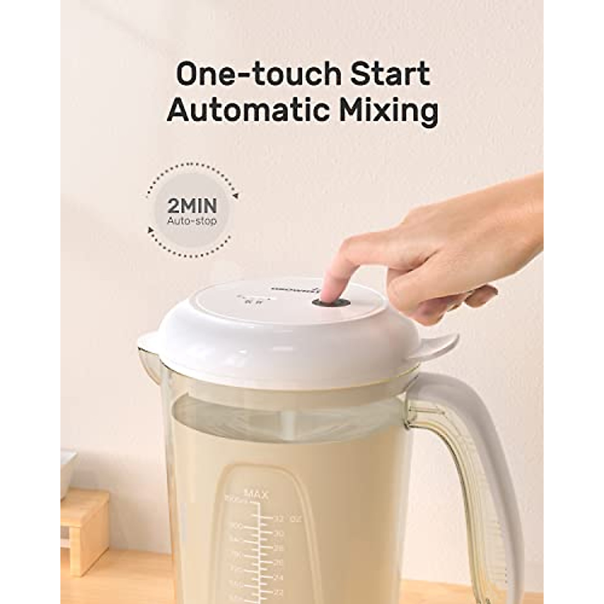 Grownsy Baby Formula Mixer Pitcher 32OZ, Magnetic Charging Electric Formula Mixing Pitcher, Auto Mixing for Formula Powder, Breastmilk, Without Air Bubbles or Lumping, BPA Free, Easy to Clean