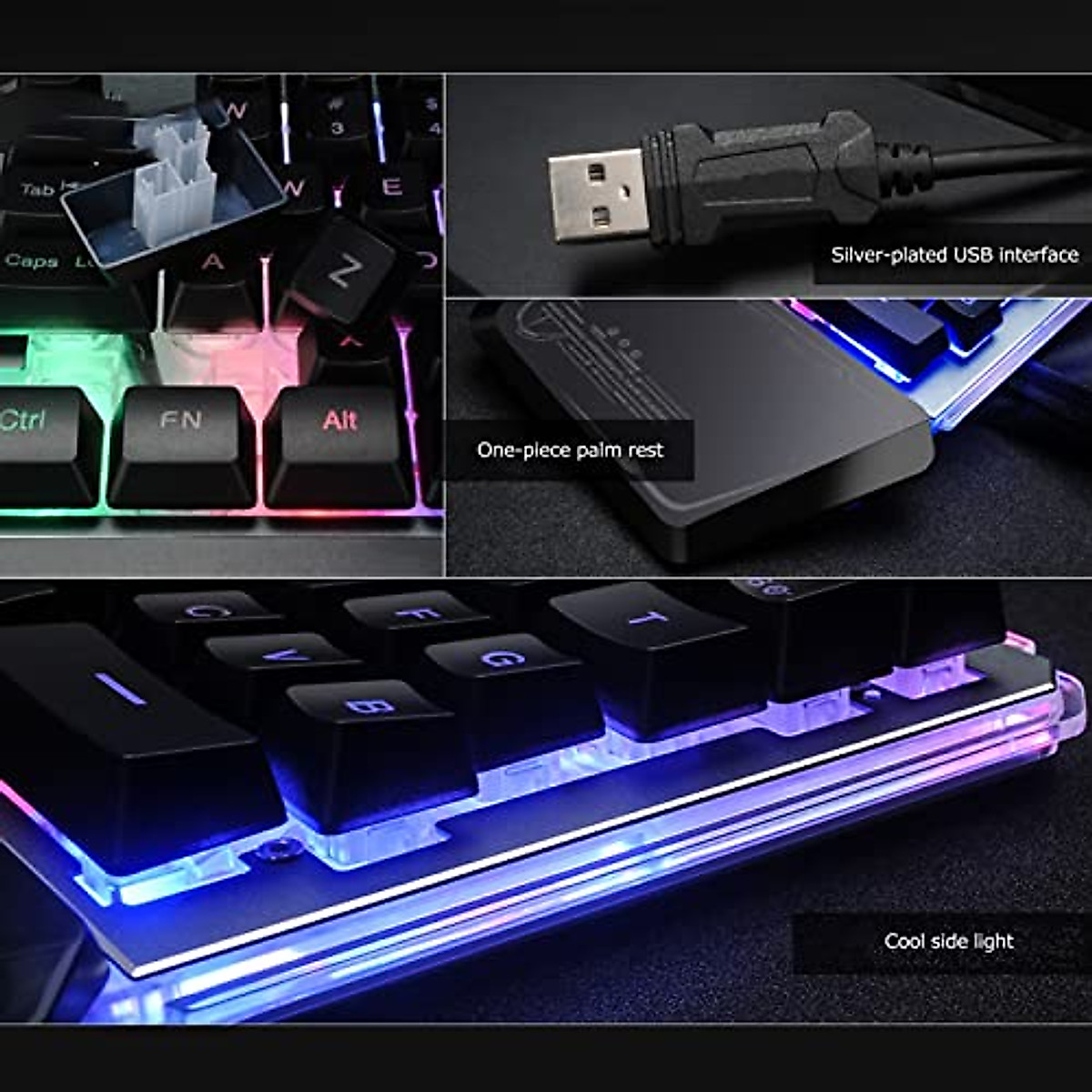 ciciglow Gaming Keyboard, 35 Keys One Handed RGB Keyboard, Ergonomic Design Small Mechanical Keyboard Compatible for Notebook Gamers