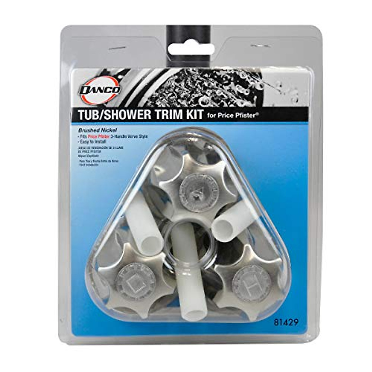 DANCO Bath Tub and Shower 3-Handle Remodeling Trim Kit for Price Pfister Verve, 3-Handle, Brushed Nickel, 1-Pack (81429)