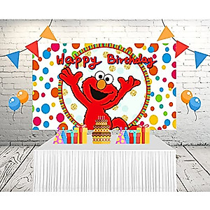 MEDSOX Elmo Backdrop for Birthday Party Supplies 5x3ft Cartoon Banner for Street Party Decorations, black, One Size