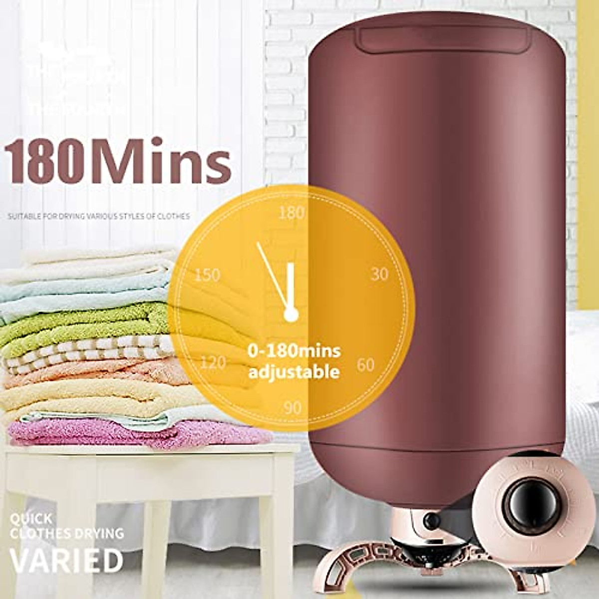 EUPXRHY Electric Clothes Airer Dryer Indoor, Fast Drying Heated Drying Rack for Clothes with Timer, Portable Electric Airer Clothes Dryer 15kg, Thermostatic Heating, 900W Energy Saving