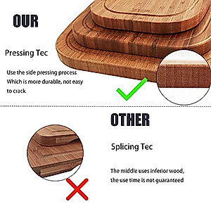 ZVP Extra Thick Bamboo Cutting Board for Kitchen 4 Pack, Extra Large Wood Chopping Board Set with Juice Grooves, Butcher Block, Storage Holder, for Meat Cheese and Vegetables, Walnut Brown