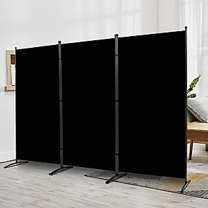 JVVMNJLK Indoor Room Divider, Portable Office Divider, Room Divider Wall Screen 3 Panel, Folding Partition Privacy Screen Walls Dividers for Room Separator 102" W x 71.3" H,Black