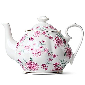 BTaT- Tea Pot, Teapot, Porcelain Teapot, 38 oz, Floral Teapot, Bone China Teapot for Tea Set, Ceramic Tea Kettle, Tea Pots for Tea Cup, Tea Pot Ceramic, Tea Pots for Loose Tea, Mother's Day Gift