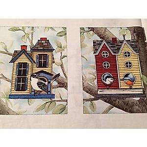 Alina Natetkova - Fabric Birdhouses Birds 12 (Squares 4 1/2" x 6") 1 Panel 22" x 22" Elizabeth