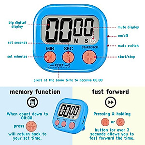 Time Timer Digital Timer (4-Pack) - Magnetic Timer with Cute Star Blink, Timer For Kids with Mute Button, Countdown Timer for Cooking Gym Study