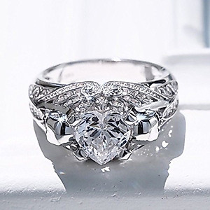 khamchanot Women Jewelry 925 Silver Heart White Sapphire Engagement Wedding Skull Head Ring (9)