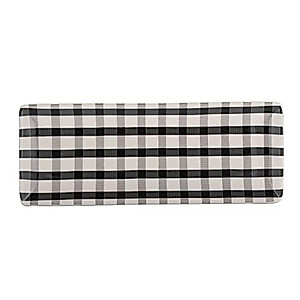 Bico Plaid Check Black and White Ceramic 14 inch Rectangular Serving Platter, Set of 2, for Serving Salad, Pasta, Cheese, Ham, Appetizer, Microwave & Dishwasher Safe