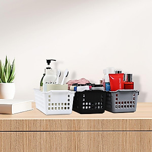 Hayixia White Slim Storage Basket Tray, Small Plastic Basket for Organizing, Set of 12