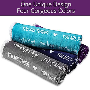 FILO ESTILO Grandma Blanket, Grandma Birthday Gifts, Mothers Day Gifts for Grandmother from Grandchildren, Granddaughter, Unique Grandma Throw Blanket 60x50 Inches (Purple, Sherpa)