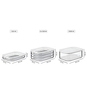 Mepal Meat Fridge Storage Containers 3 Layers - Container with Lid for Meat - Fridge Storage Box - Suitable for Storing Bacon & Meat Products - 3 Separate Fridge Storage Boxes - 3 x 550 ml - Black