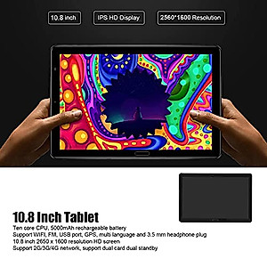 Pc Tablet, 10.8 Inch 4G Ten Core Processor Computer Tablet 64Gb ROM Hd IPS Screen Tablet with Charger for Study Play Work 100‑240V, Portable Android Tablets (#3)