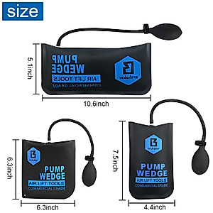 Bershaker Air Wedge Bag Kit,Air Wedge Bag Pump, 3 Pack Commercial Inflatable Air Wedge Pump Bag Tool, Professional Leveling Kit & Alignment Tool, Air Bag Tool for Variety of Jobs (3 PCS)