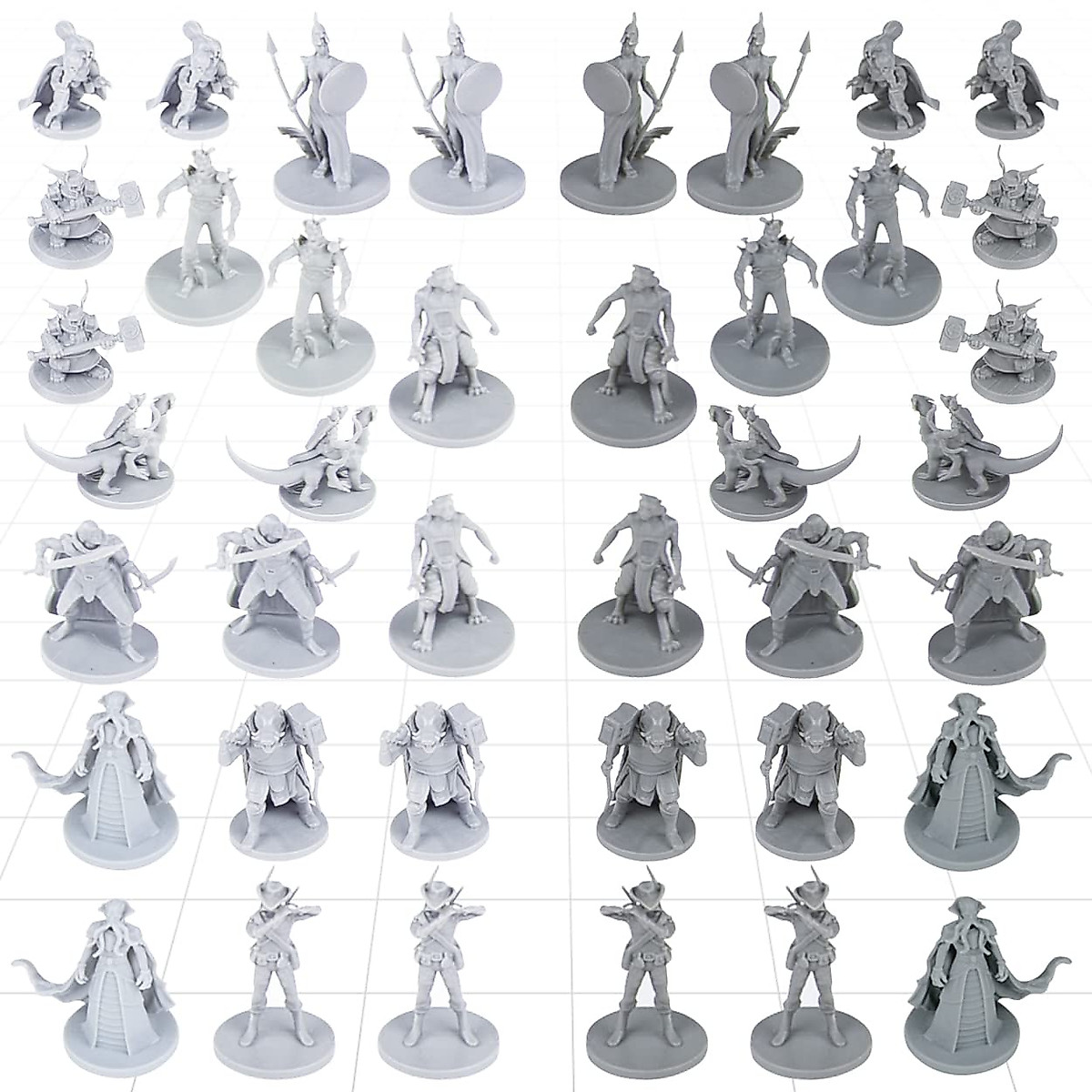 Path Gaming 40 Fantasy Tabletop Miniatures for Dungeons and Dragons . 28MM Scaled 10 Unique Designs, Bulk Unpainted