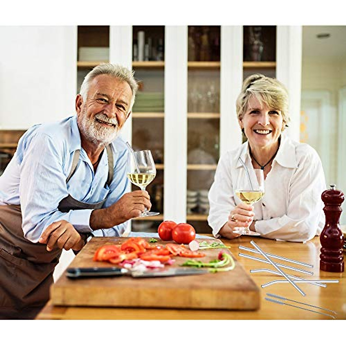 AOTWAN 20 Pack Glass Straws Drinking Reusable,Size 8.5''x10MM and 6''x10MM,Glass Straws Shatter Resistant Including 12 Straight and 4 Bent with 4 Brushes, Reusable Glass Straws for Cocktail,Juice