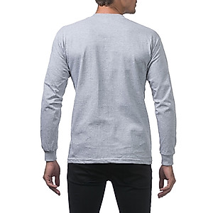 Pro Club Men's Heavyweight Cotton Long Sleeve Crew Neck T-Shirt, Heather Gray, 2X-Large