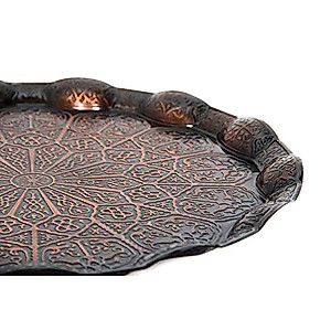 Turkish Ottoman Coffee Tea Beverage Serving Wavy Tray 35cm (Antique Copper)