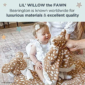 Bearington Lil’ Willow Tummy Time Blanket: 30” x 30” Plush Fawn Play Mat for Infants, Ultra-Soft with Velour Lining and Cozy Fabric, Ideal for Crawling, Machine Washable, Great Gift for Baby Showers