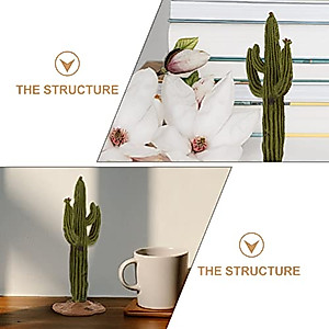 Fake Cactus Figurine Artificial Succulent: 2Pcs Silk Cactus Statues Reptile Plant Accessories for Fairy Garden Aquarium Terrarium Decoration