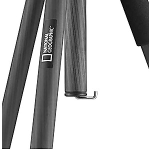 NATIONAL GEOGRAPHIC Travel Tripod, 5-Section Legs, Carbon Fiber, Compatible with Canon, Nikon, Sony DSLR, 90 Column, Twist Locks 360 Degree Ball Head,Quick Release Plate, 8KG Load Capacity, Carry Bag