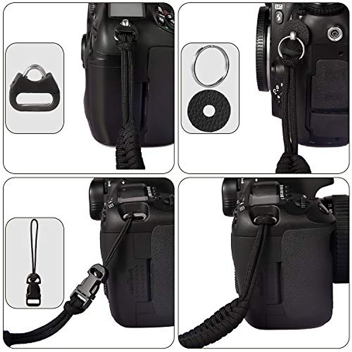 Camera Wrist Strap,1Pack Adjustable Nylon Camera Hand Strap,for GoPro,DSLR,Fuji,Canon and Mirrorless Cameras Photographers Quick Release,Paracord (Black)