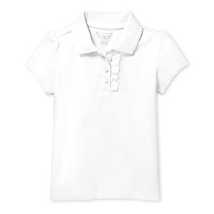 The Children's Place girls And Toddler Short Sleeve Ruffle Pique School Uniform Polo Shirt, White Single, 5T US