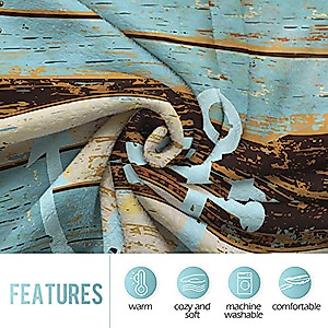 Levens Nautical Anchor Blanket Gifts for Men Boys, Rustic Wood Board Print Decoration for Home Bedroom Living Room Couch, Soft Cozy Smooth Lightweight Throw Blankets Blue 50"x60"