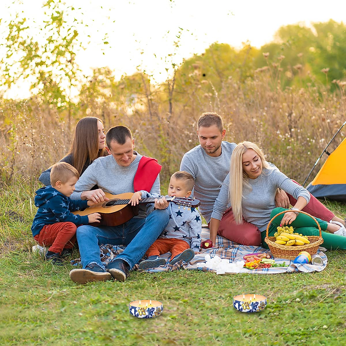 Citronella Candles Outdoor Indoor, YOSICIL 2 Pack Citronella Scented Candles Soy Wax Lemongrass Essential Oil, Portable Glass Jar Candles for Home Patio Travel Garden Yard Camping