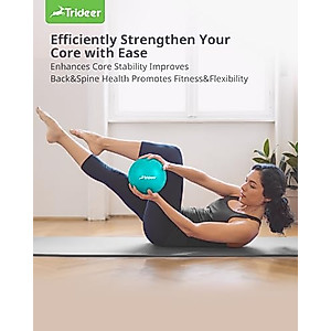 Trideer Pilates Ball 9 Inch Core Ball, Small Exercise Ball with Exercise Guide Barre Ball Mini Yoga Ball for Pilates, Yoga, Core Training, Physical Therapy, Balance, Stability, Stretching (‎Turkis)