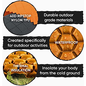 POWERLIX Ultralight Inflatable Camping Sleeping Pad - Camping Mattress for Backpacking, Hiking, Compact Lightweight Air Pad for Camping, Inflation Hand Pump Bag/Repair Kit Included