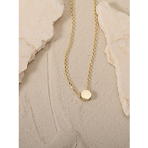 S.Leaf Sterling Silver Tiny Dot Necklace Round Circle Necklaces for Women Dainty Necklaces for Women Simple Necklaces for Women (01_dot_gold)