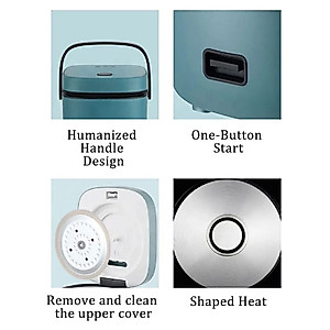 ANNAPURNA DISTRIBUTOR Mini Rice Cooker, Healthy Ceramic Coating 1.2L Small Rice Cooker hold 1-2.5 cups uncooked rice for 1-3 People, Portable Travel Rice Cooker with Steam Tray, Easy to use. (Green)