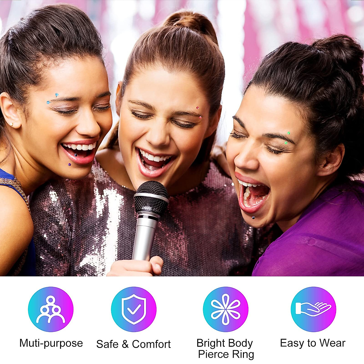 CrazyPiercing Colorful Acrylic Ball Stainless Steel Curved Bar Eyebrow Rings Tragus Piercing, 50Pcs, 16G (Stainless Steel Bar)