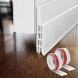 MsKitchen 2 Pack Door Draft Guard Under Door Stopper Door Sweep Insulator Door Blocker Door Soundproofing, Wind Proof, and Dust Proof Strong Adhesive Door Bottom Seal 2”W x 39”L White