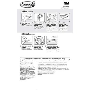 Command Party Ceiling, 3-Hooks (17803-ES), Clear, 3 Count