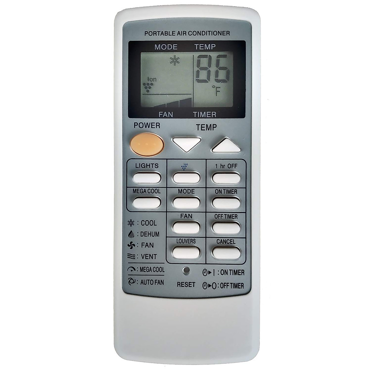 YING RAY Replacement for Sharp Portable Air Conditioner Remote Control CRMC-A750JBEZ CV-10NH XV-6234 (Display in Fahrenheit)