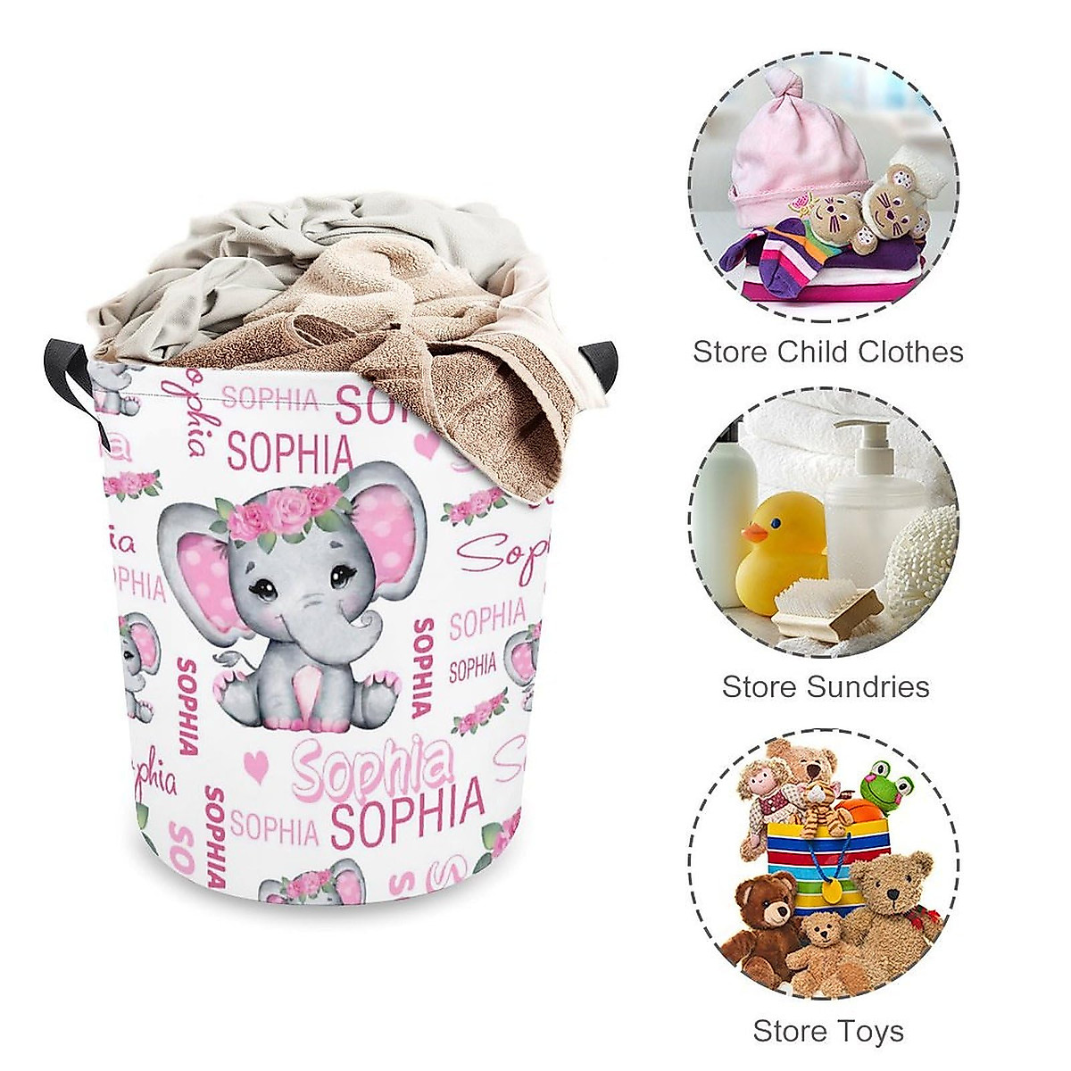 Personalized Girls Laundry Basket Custom Laundry Hamper for Girl Collapsible Durable Organizer Storage Bedroom Decor for Girls