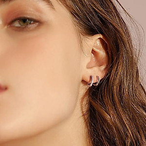 3 Pairs Small Huggie Hoop Earrings Set White Gold Hypoallergenic Silver Huggie Hoops Earrings for Women