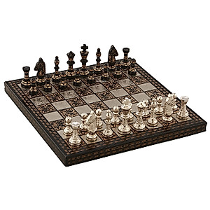 Luxury & Decorative Premium Chess Board Game Set | 10 x 10 Inches | Black & Silver | Collectible & Handmade Chess Set for Professionals & Adult for Tournament/for Gifting by INDUS LIVING