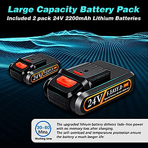 Mini Chainsaw Cordless Upgrade with 3 Chain 24V Strong Power 2 Batteries and Charger, OneLeaf Portable Handheld Battery Chainsaw, Small One-Handed for Gardening Pruning, Tree Trimming