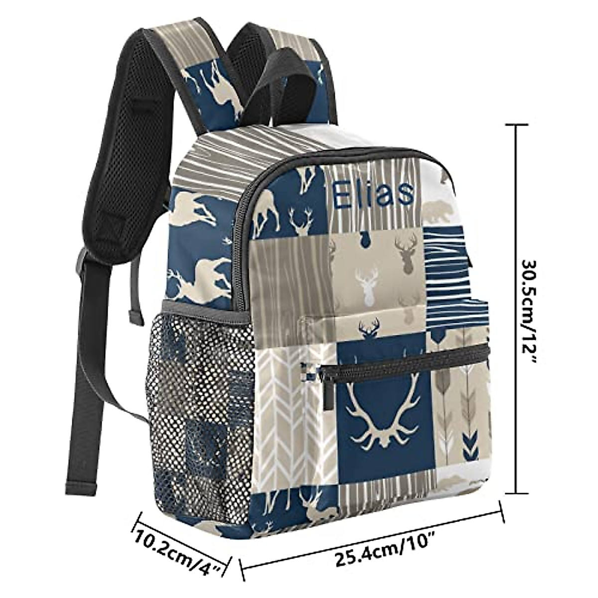 Eiis Woodland Forest Deer Bear Personalized School Backpack for Teen Kid-Boy /Girl Toddler Daypack Kindergarten One Size P22889 P22889