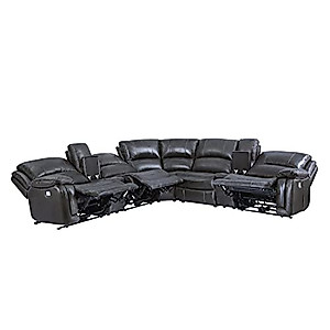 Steve Silver Denver 7 Piece Charcoal Leather Power Reclining Sectional