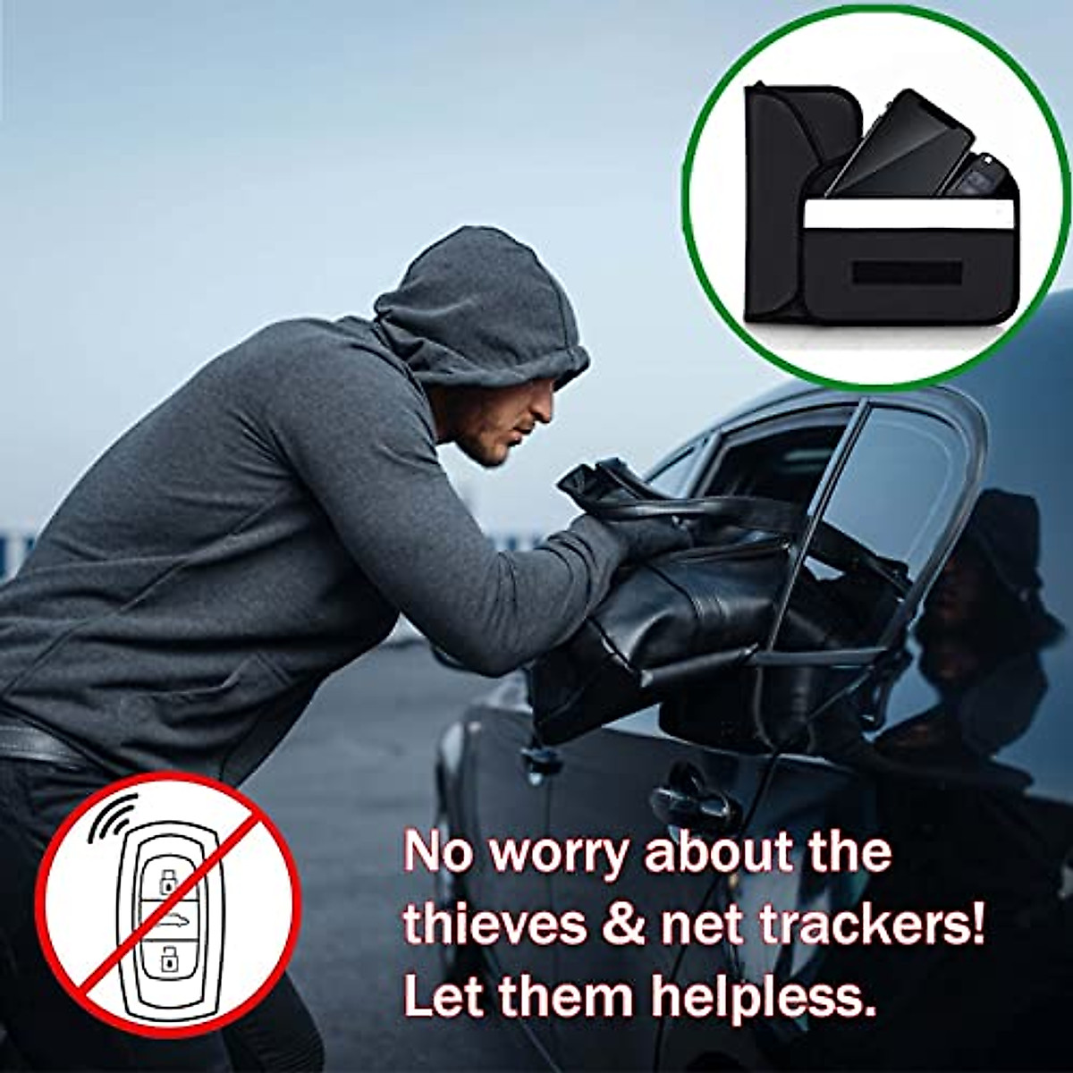 ONEVER Signal Blocking Bag, GPS RFID Faraday Bags for Phones Faraday Bag Pouch Shield Cage Wallet Phone Case for Cell Phone Privacy Protection Car Key FOB, Anti-Tracking Anti-Spying (1 Pack)