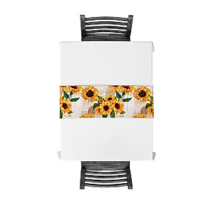 Greeeen Linen Burlap Table Runner, Sunflower Kitchen Table Runners for Family Dinner, Banquet, Parties and Celebrations, Rustic Sunflowers Table Decor, 13 x 90 inch