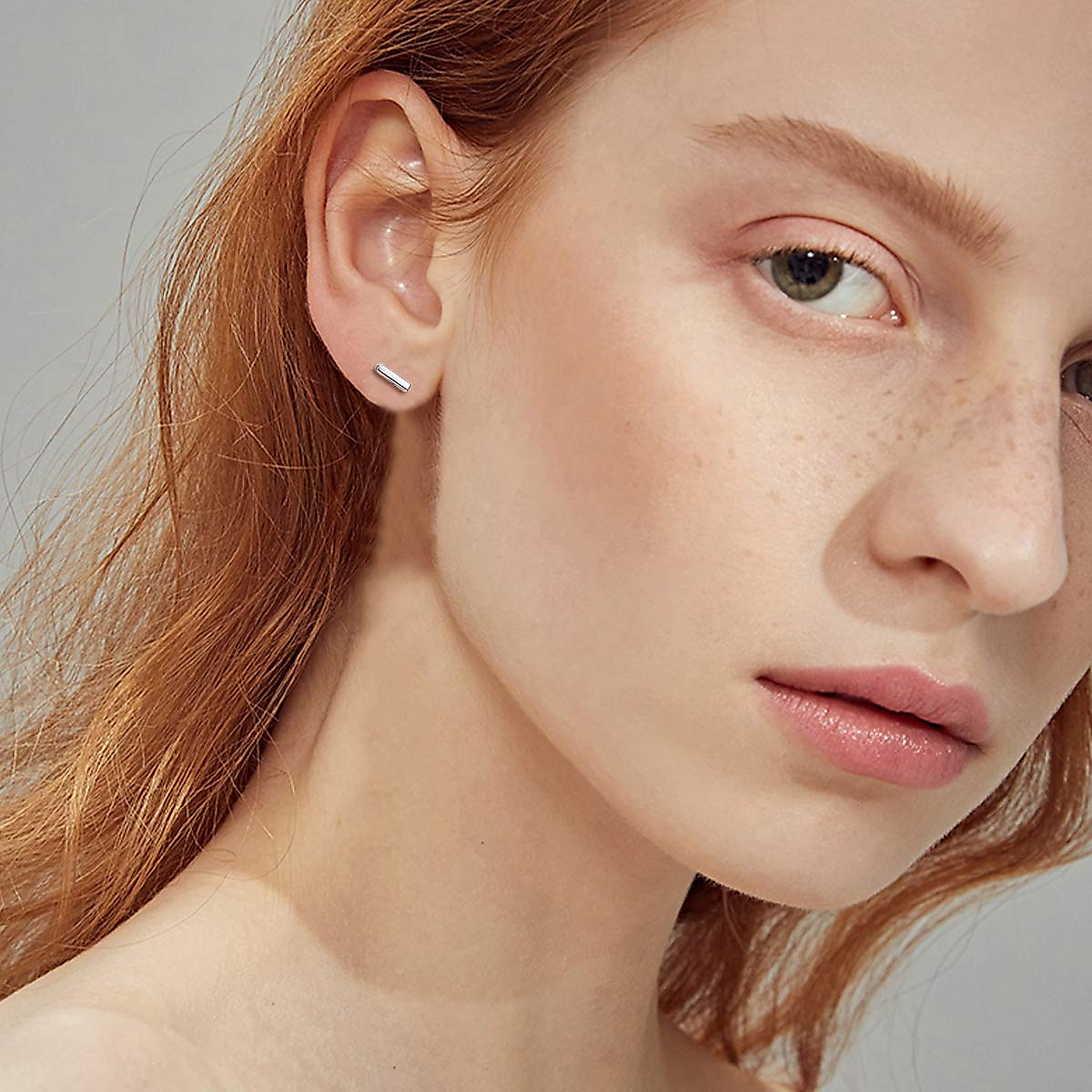 ChicSilver Minimalist Bar Earrings for Women Hypoallergenic 925 Sterling Silver Simple Small Geometric Stud Earrings for Sensitive Ears Valentines Day Gifts for Mothers Day