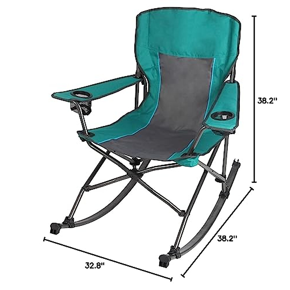 Foldable Comfort Camp Rocking Chair, Green, 300 Lbs, Adult
