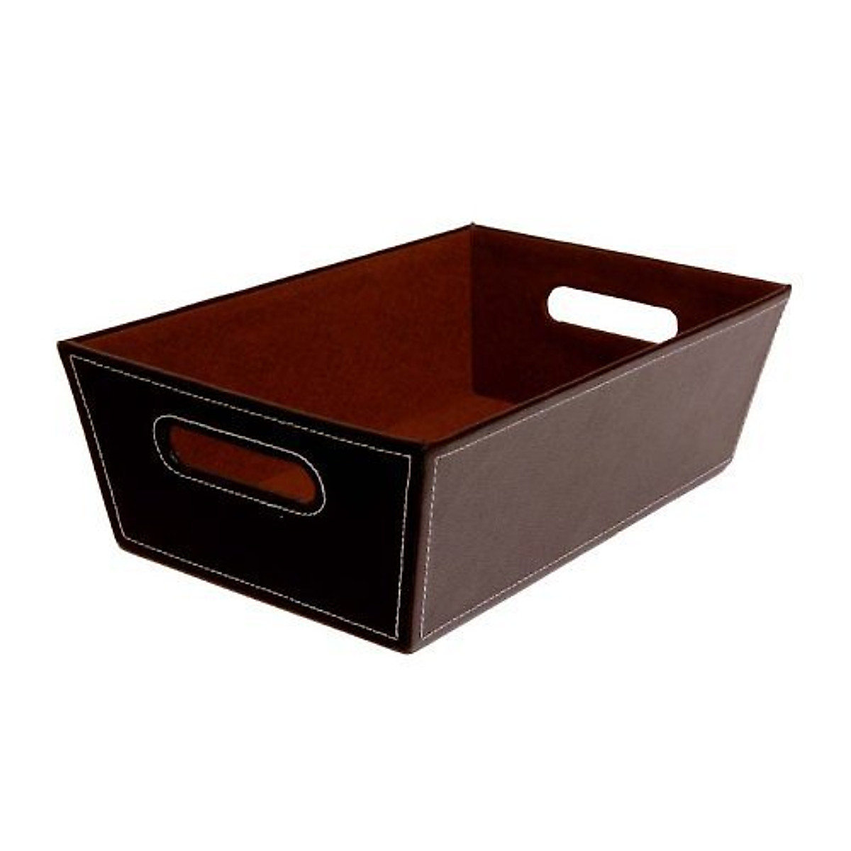 The Lucky Clover Trading Brown Faux Leather Utility Tray, Large, 15" L Basket